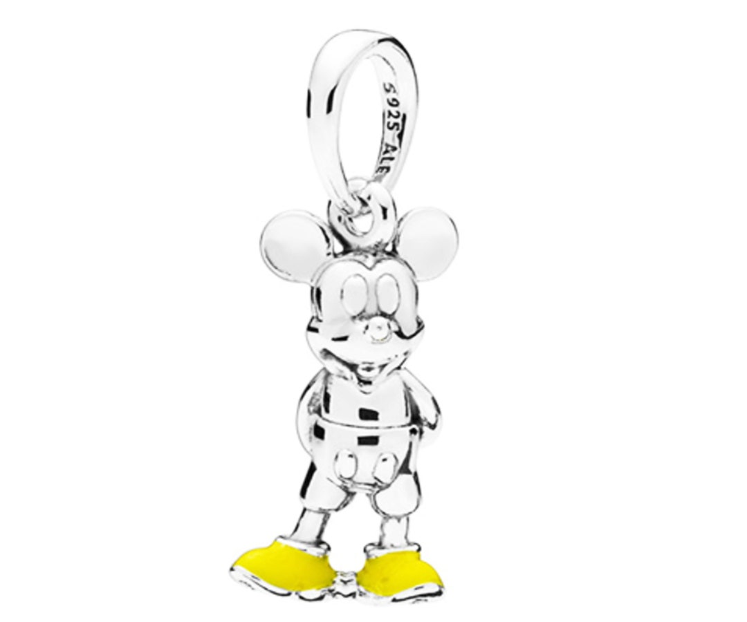 Pandora Silver Disney Classic Mickey Pendant Charm,yellow Enamel - Etsy