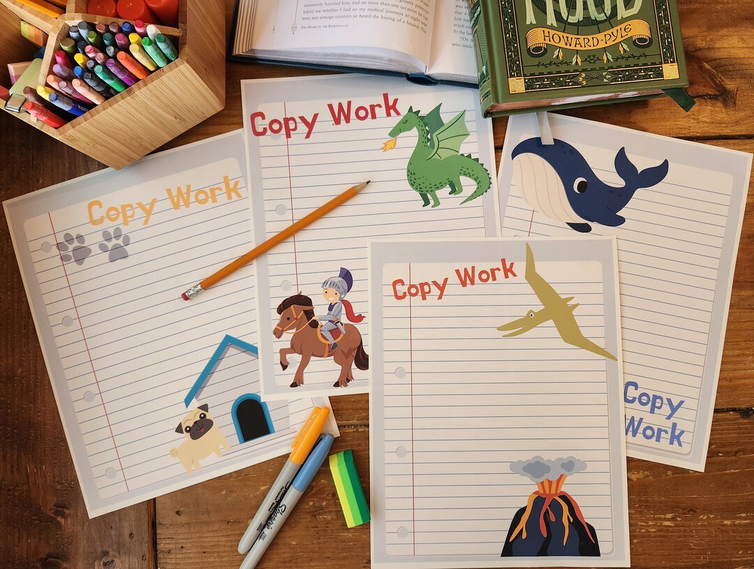 Copy Work Pages for Boys / Homeschool Printable / Charlotte Mason ...