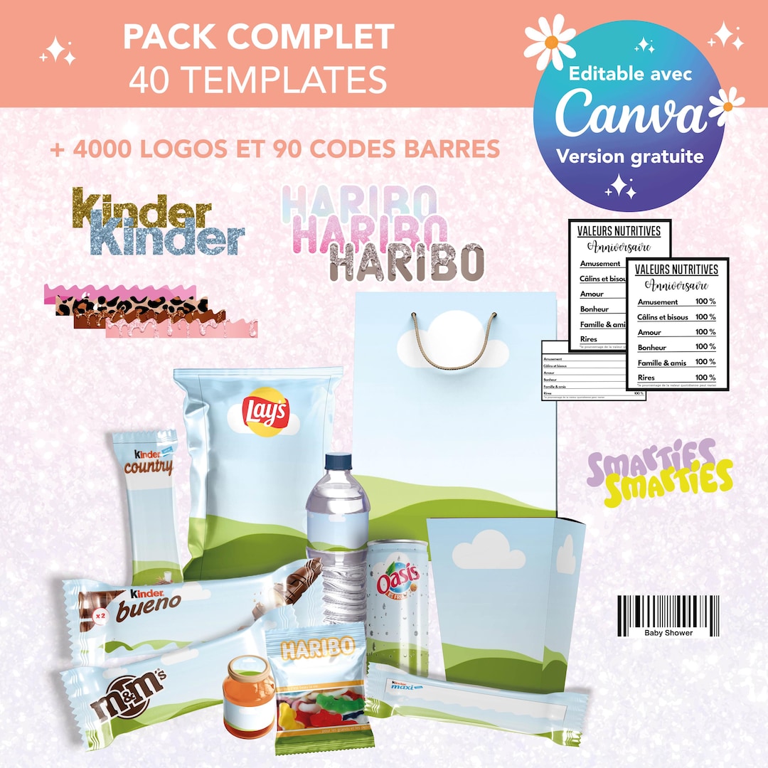 Pack complet 40 Templates pour emballage - Modèles personnalisés haribo ...