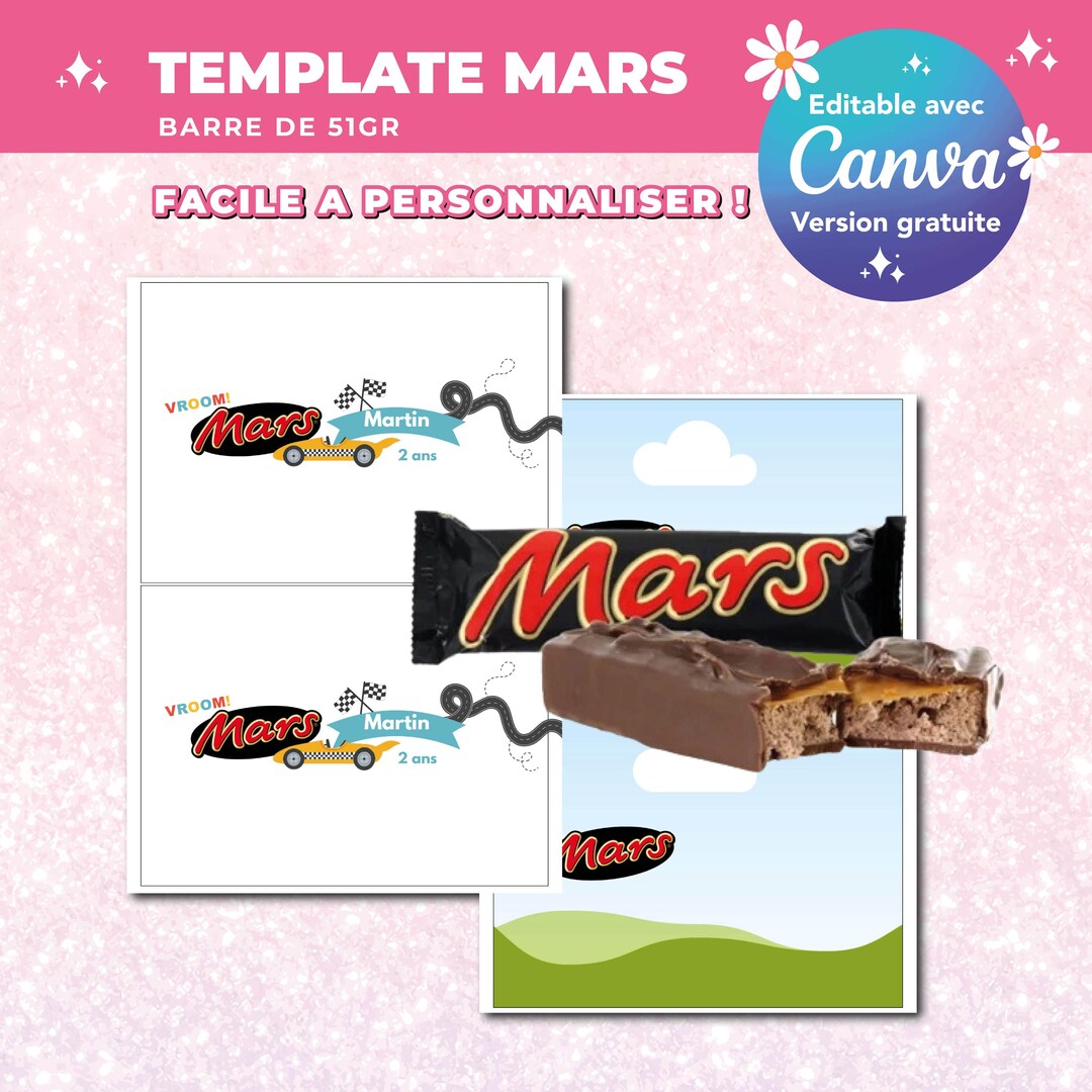Mars Chocolate Bar Wrapper Template 51g – Editable in Canva Free | Kids ...