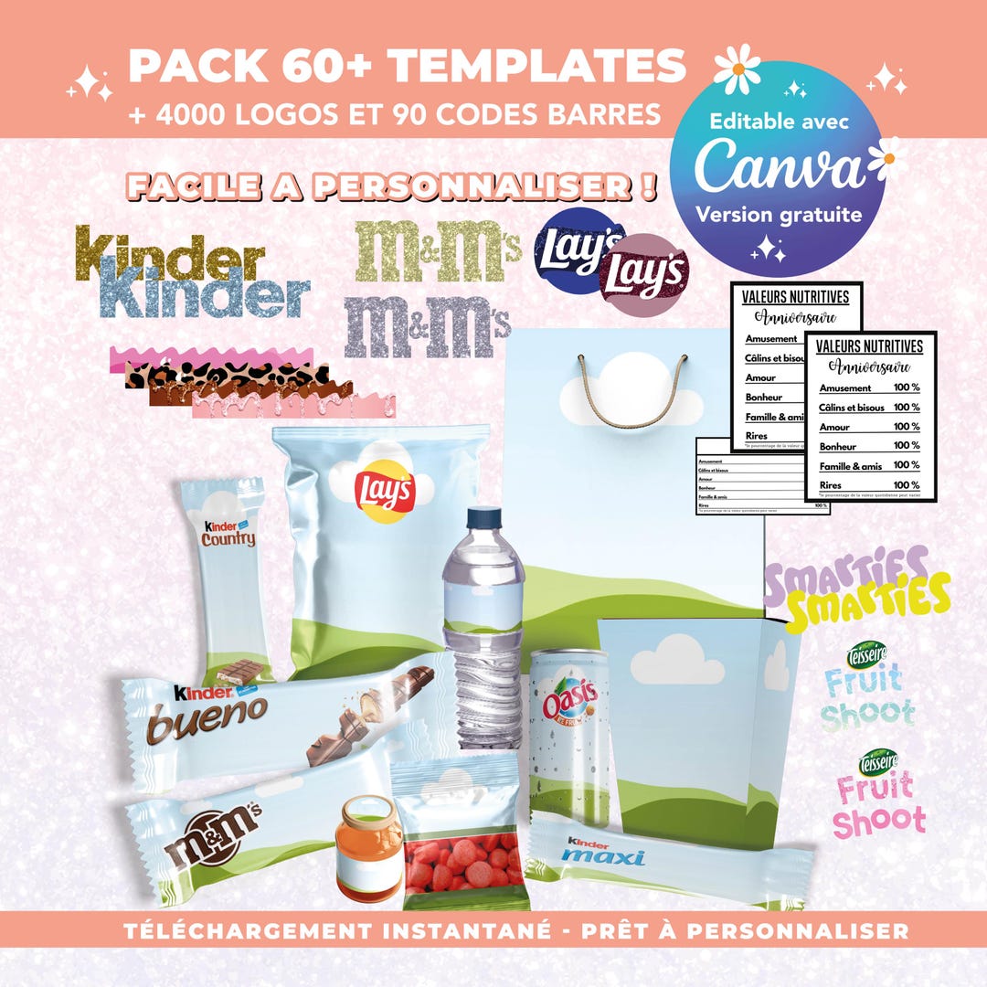 Complete Pack 40 Packaging Templates - Editable Canva Designs | Candy ...