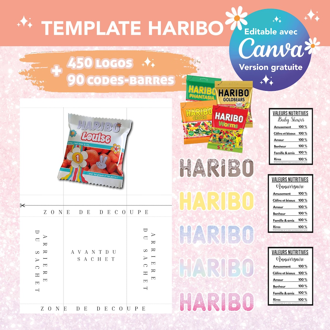 Template for Haribo Packaging Personalized Haribo Candy Bag Model ...