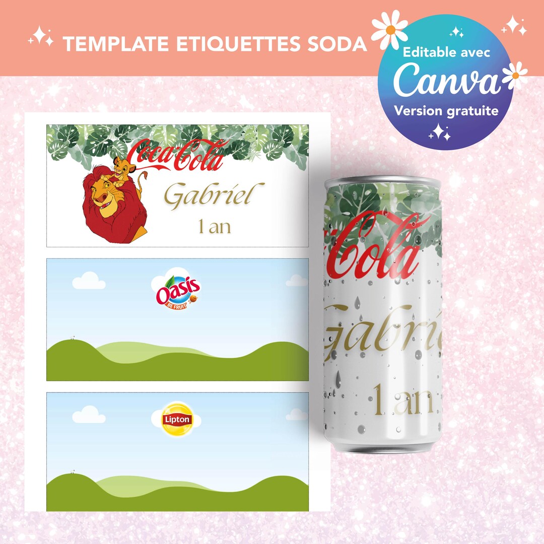 Soda Can Label Template - Can Label Template - Custom Soda - Canva Can ...
