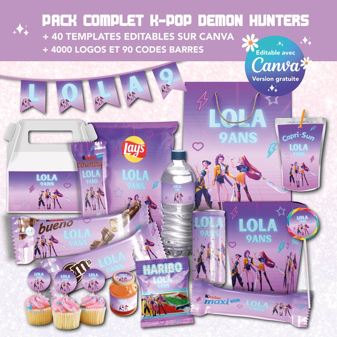 K-pop Damon Hunter Printable Party Kit – 40 Editable Canva Templates ...