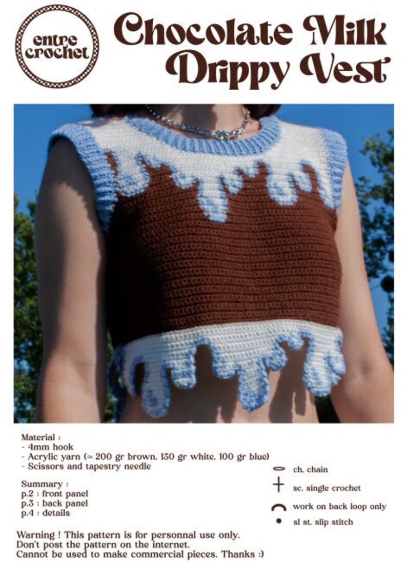 CROCHET PATTERN Chocolate Drippy Vest - Etsy