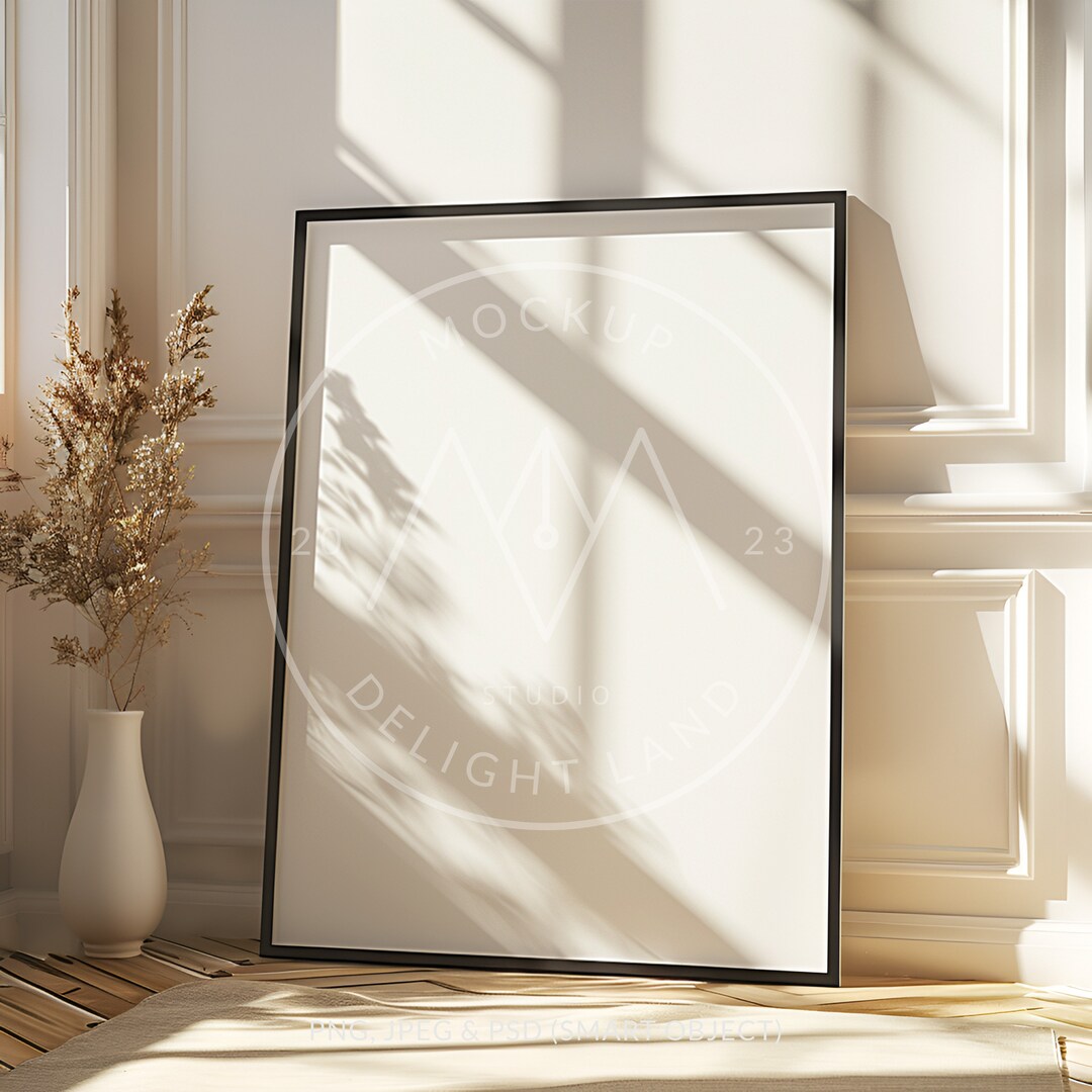 DIN A Frame Mockup, Frame on Floor Mockup, Natural Sun Light, DIN A / 5 ...