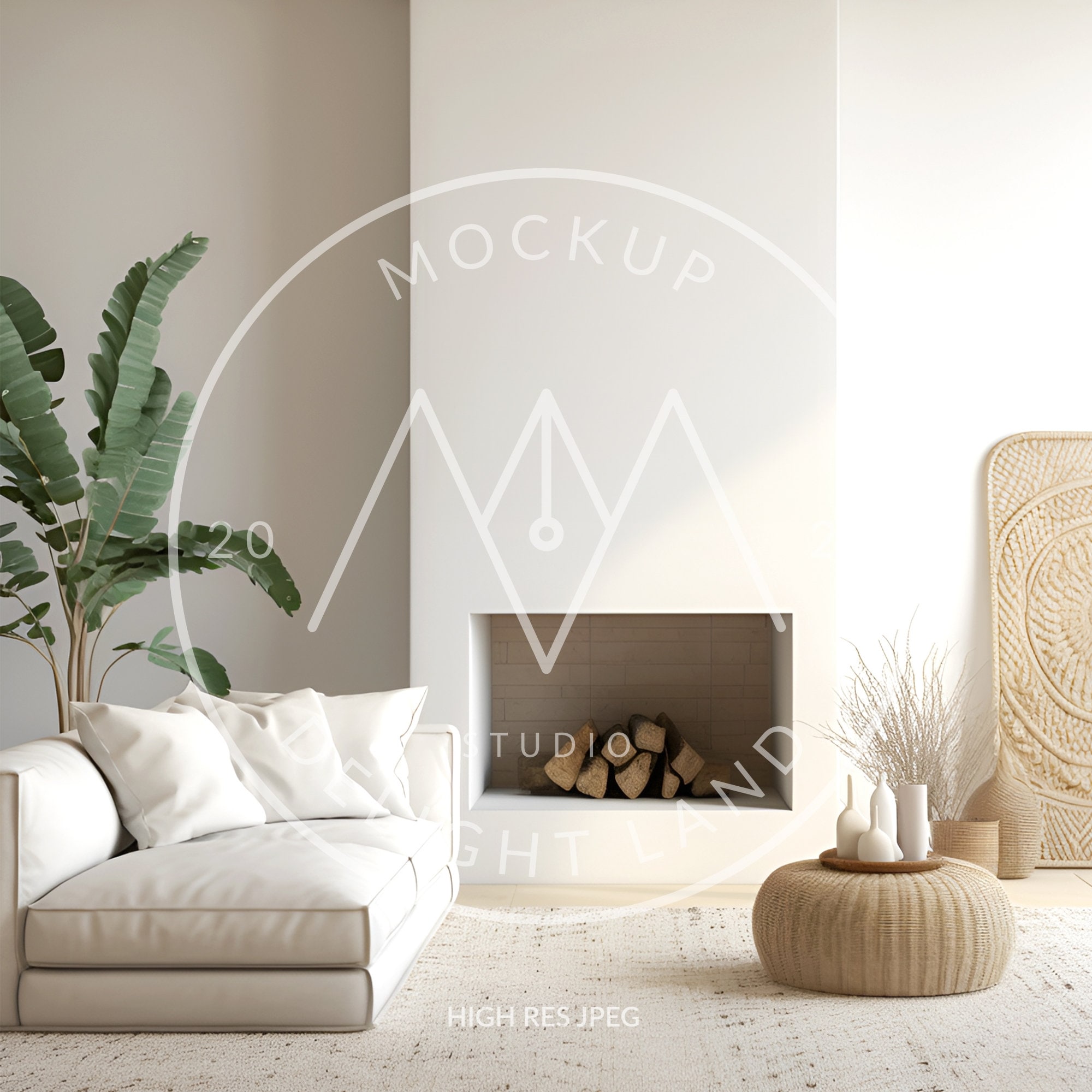 Modern Bohemian Blank Wall Mockup Bundle, Blank Wall Mockup, Bohemian Style, Image Background ...