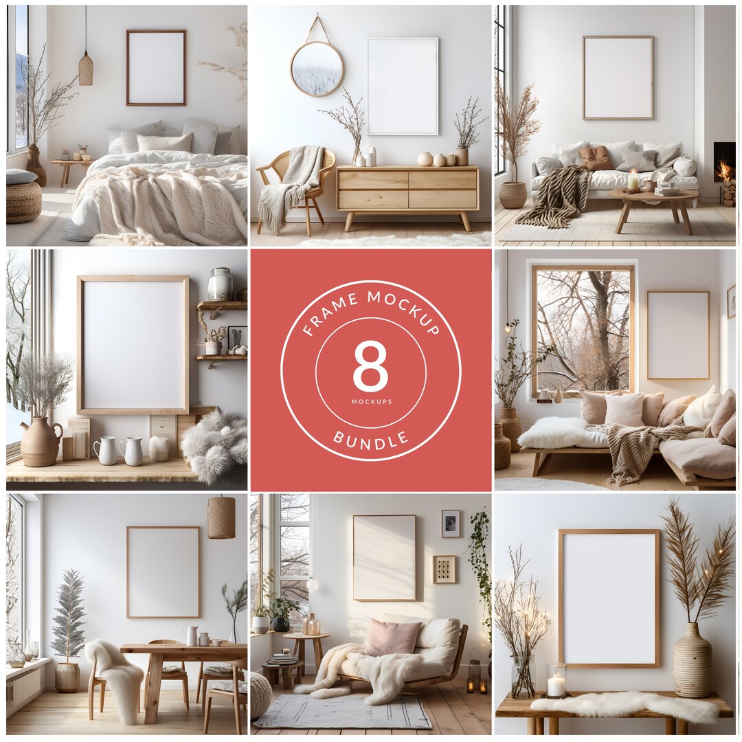 Cozy Winter Frame Mockup Bundle, Frame Mockup Bundle, Winter Decor ...