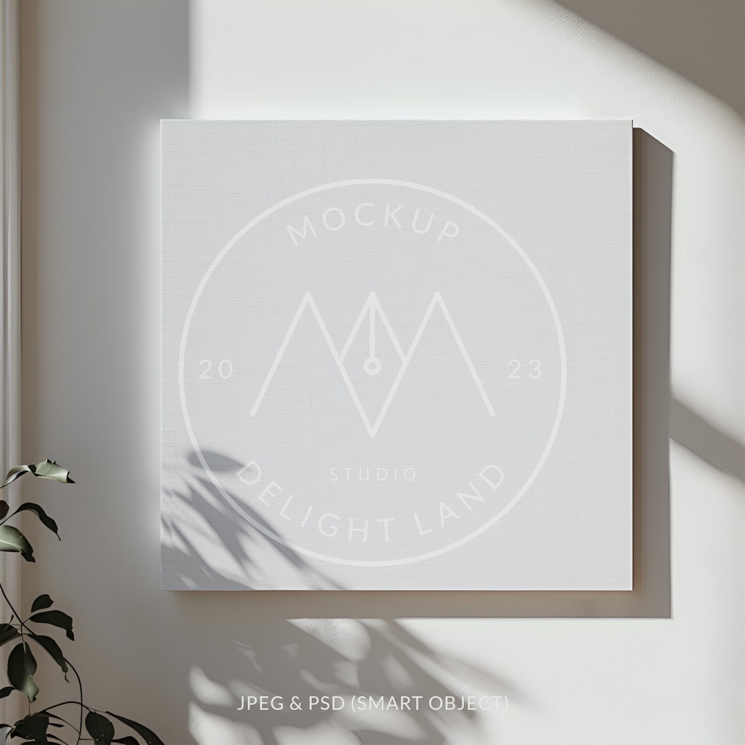 Canvas Mockup, Square Painting Mockup, Natural Light and Shadow, PSD ...