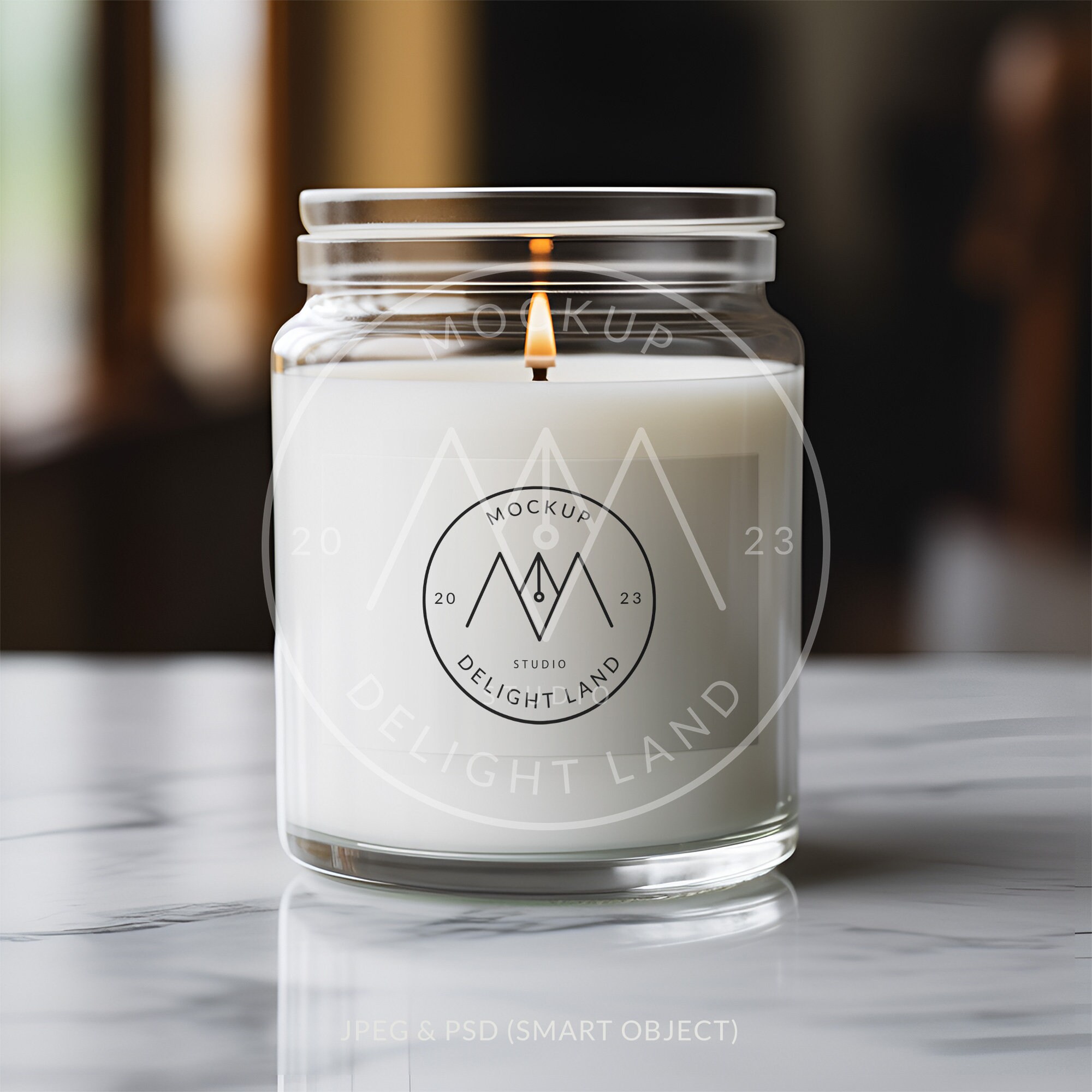 White Candle Label Mockup, 3x2 Ratio, Candle Branding Mockup, PSD Smart ...
