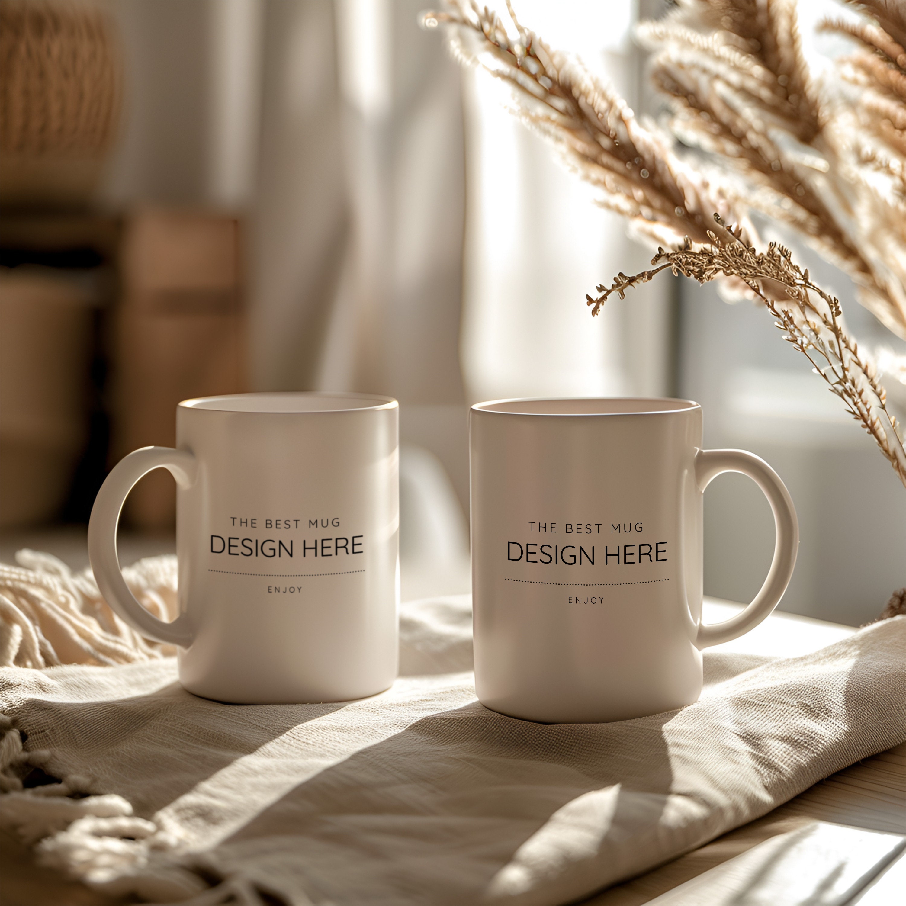 White Ceramic Mug Mockup Bundle, Cozy Neutral Aesthetic, Mug Mockup ...