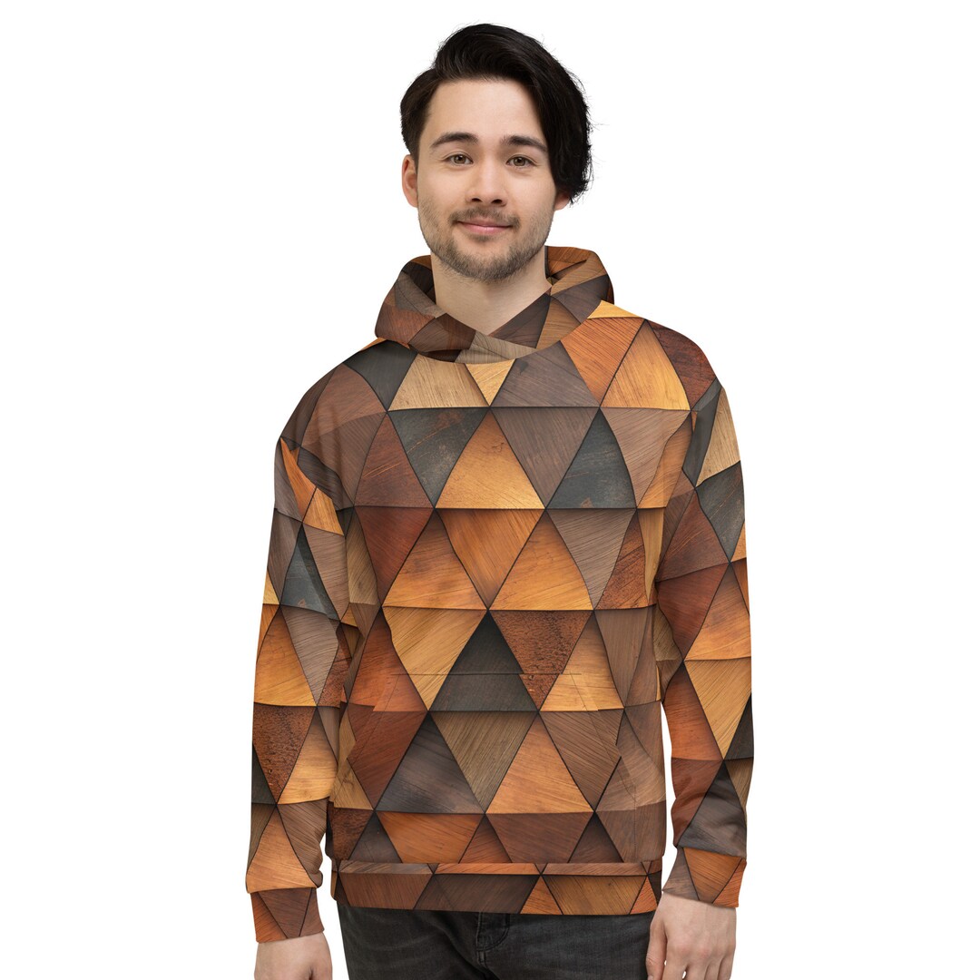 Stained Wood Triangle Pyramid Waves Unisex Hoodie - Etsy