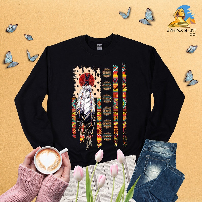 American Native Sweatshirt, Native Feather Sweater, Western Native ...