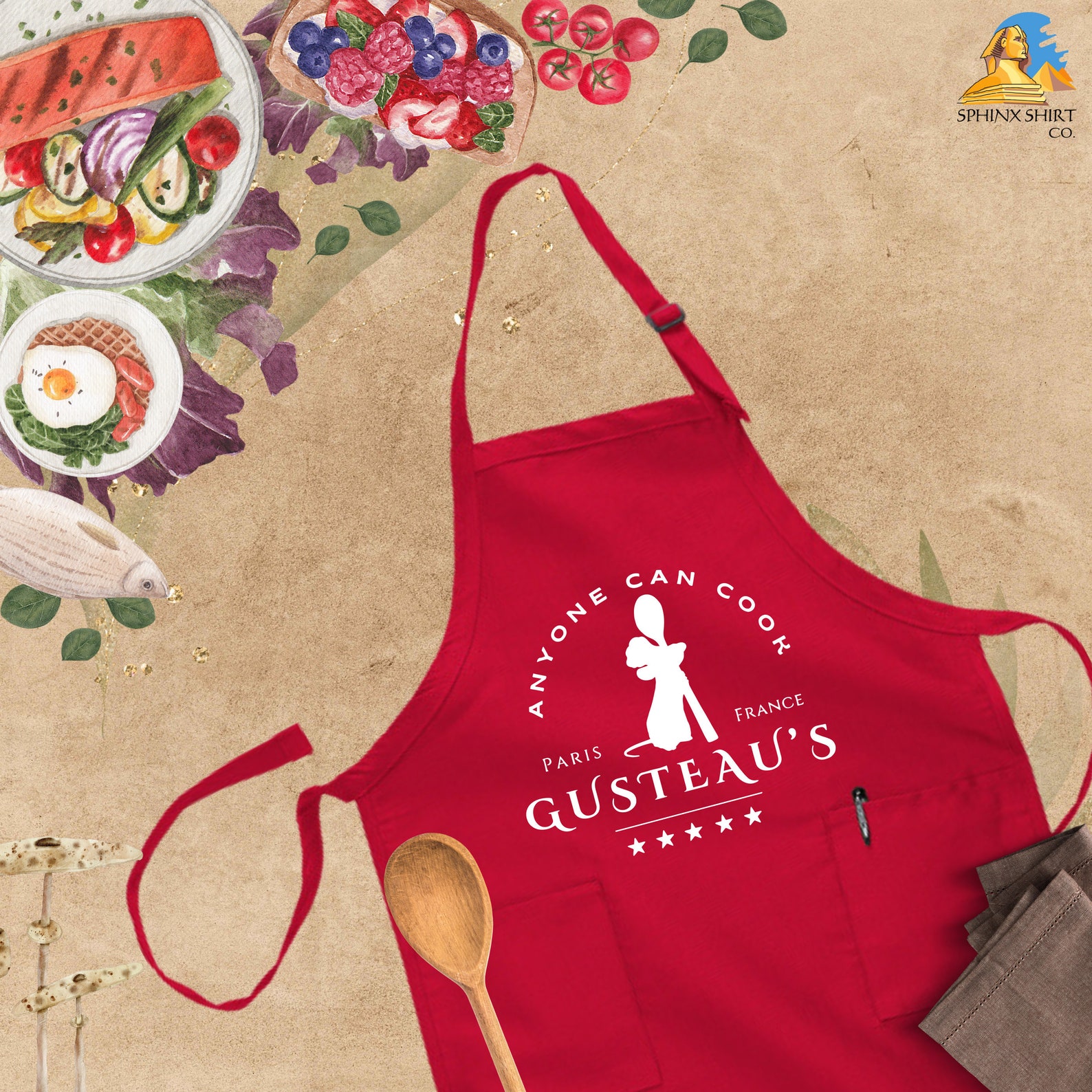 Anyone Can Cook Gusteau's Apron, Remi Apron, Cooking Apron, Ratatouille ...