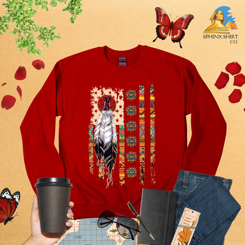 American Native Sweatshirt, Native Feather Sweater, Western Native ...