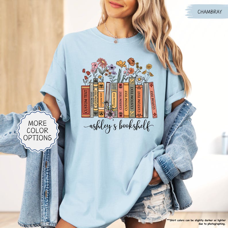 Comfort Colors® Custom Book Lover Shirt, Personalized Bookshelf Shirt ...