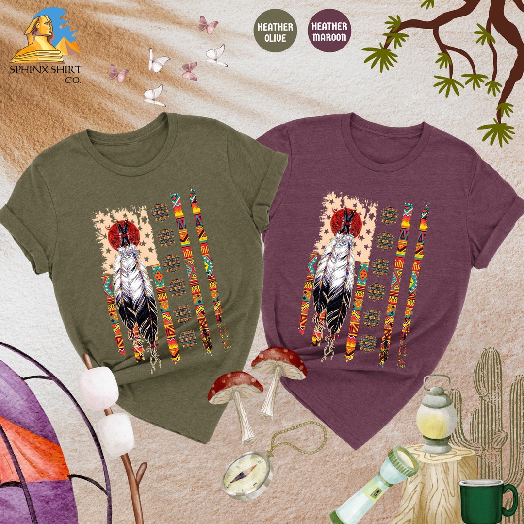 American Native Shirt, Native Feather Shirt, Western Native Clothing ...