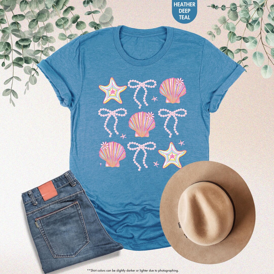 Summer Clam Coquette Shirt, Seashell Tshirt, Woman Summer Gifts, Summer ...