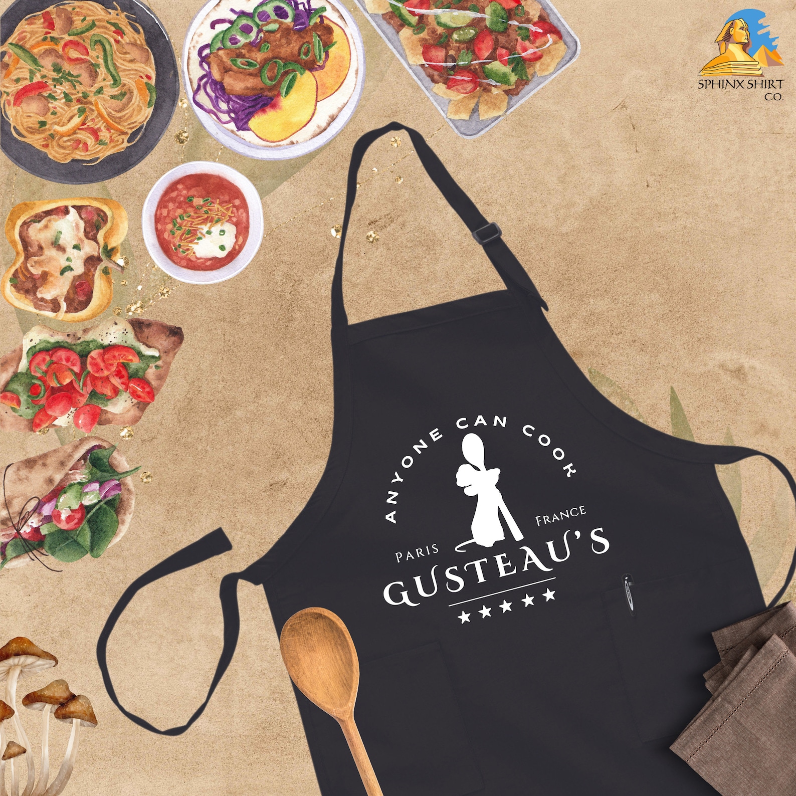 Anyone Can Cook Gusteau's Apron, Remi Apron, Cooking Apron, Ratatouille ...