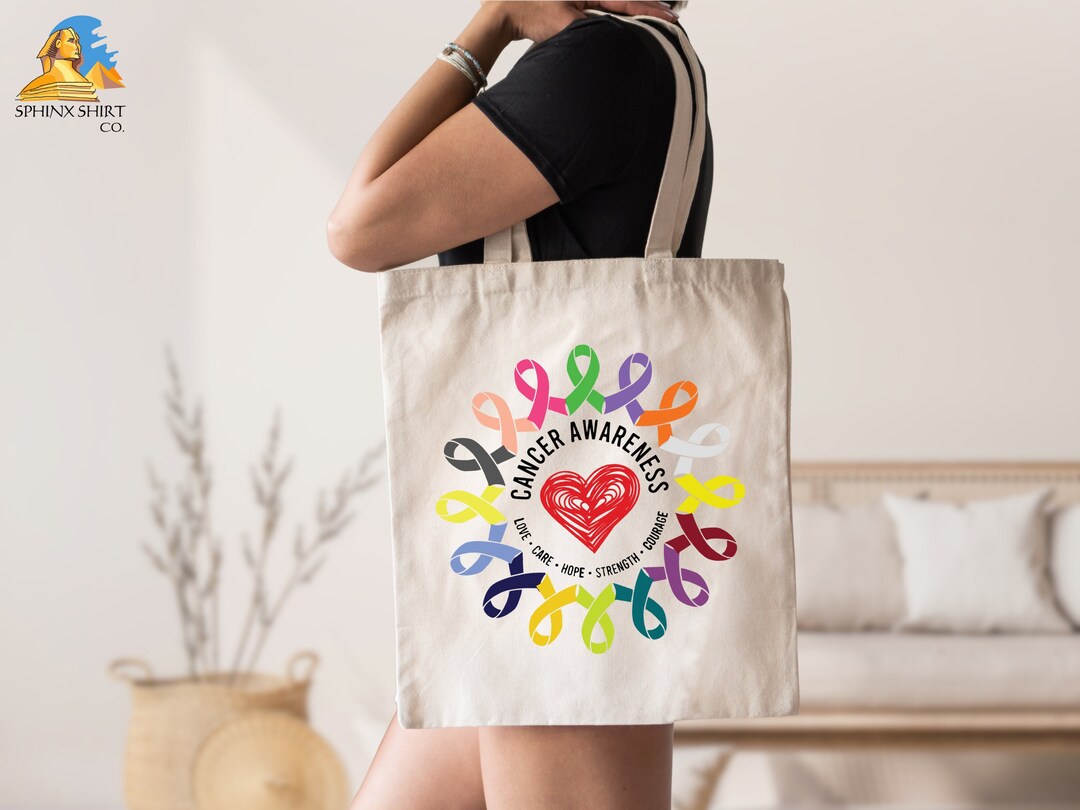 Cancer in All Colors Tote Bag, Cancer Awareness, Cancer Support Gift ...