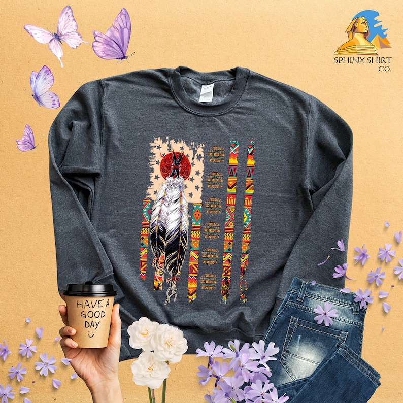 American Native Sweatshirt, Native Feather Sweater, Western Native ...