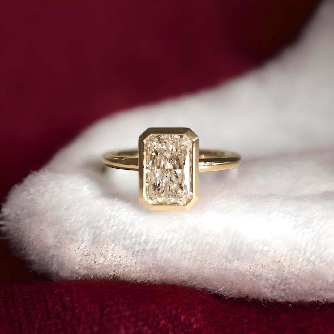 IGI/GRA Certified 2.00ct Radiant Cut Diamond/moissanite Handmade Bezel ...