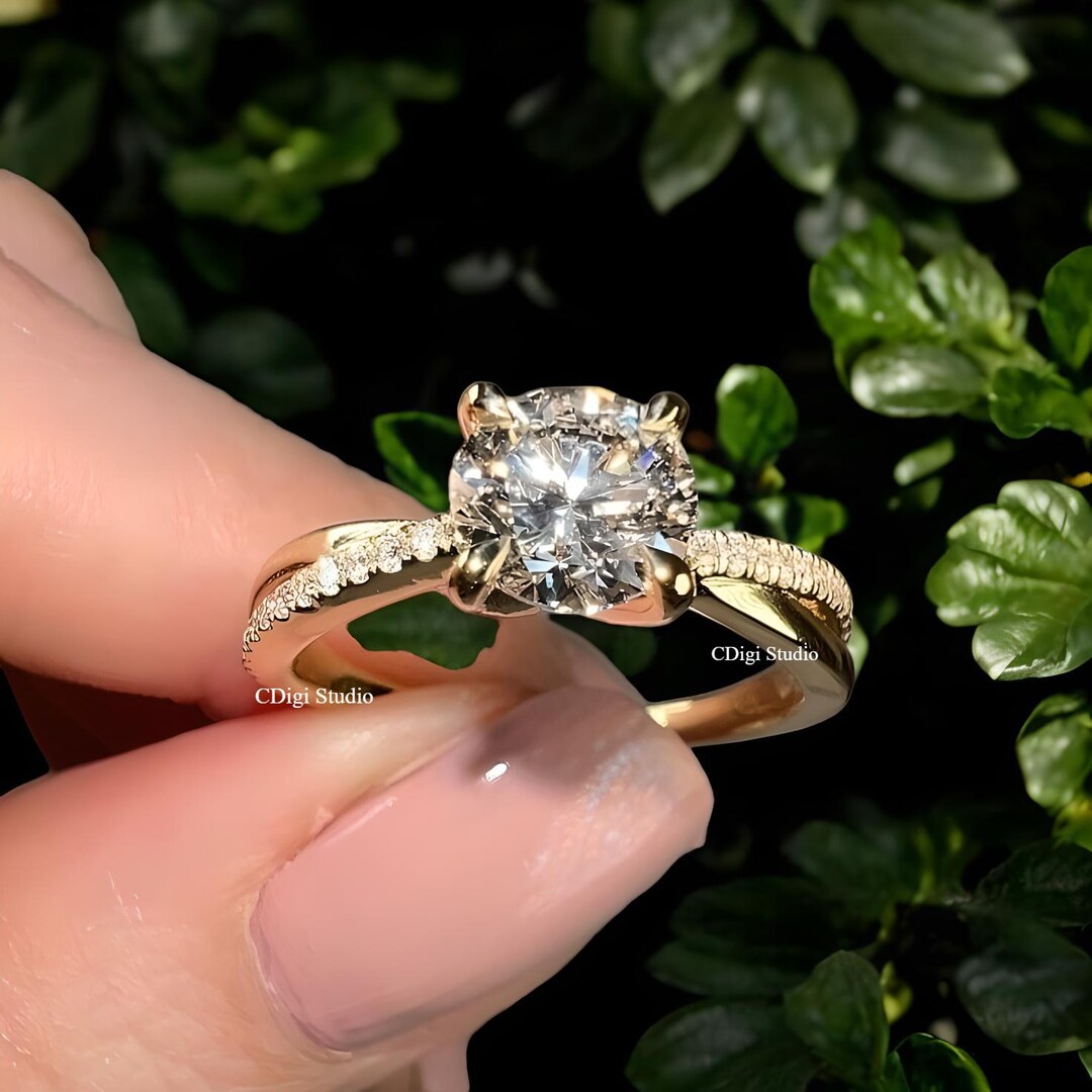 Stunning Brilliant Crossover Solitaire Ring/igi Certified Moissanite ...