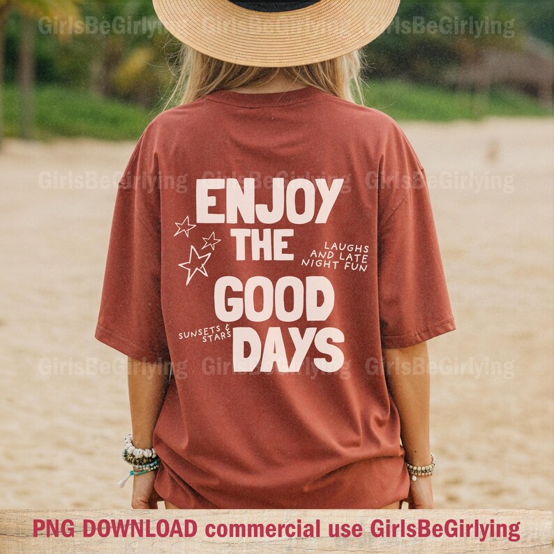 Enjoy the Good Days | Summer PNG Bundle | 5 Instant Downloads Retro ...
