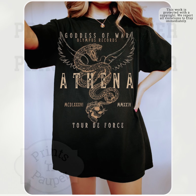 Athena Shirt Greek Mythology Shirt Goddess of War Cotton T-shirt Mystic ...