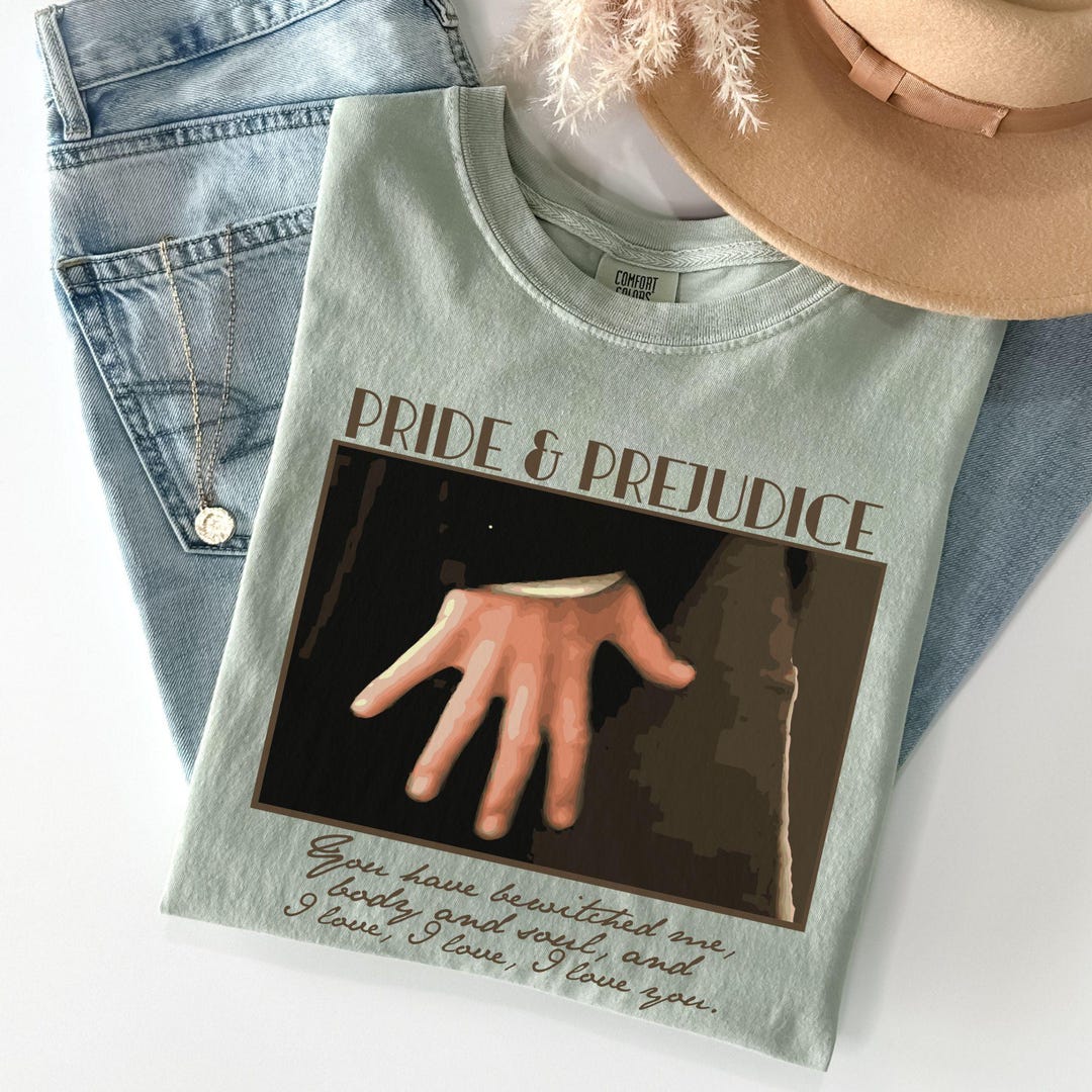 Pride and Prejudice Shirt Jane Austen Mr Darcy Hand Flex Bookish T ...