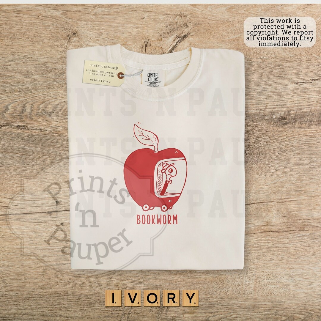 Worm Driving a Car Bookworm Apple HAND DRAWN Retro Scarry Worm Bookish ...