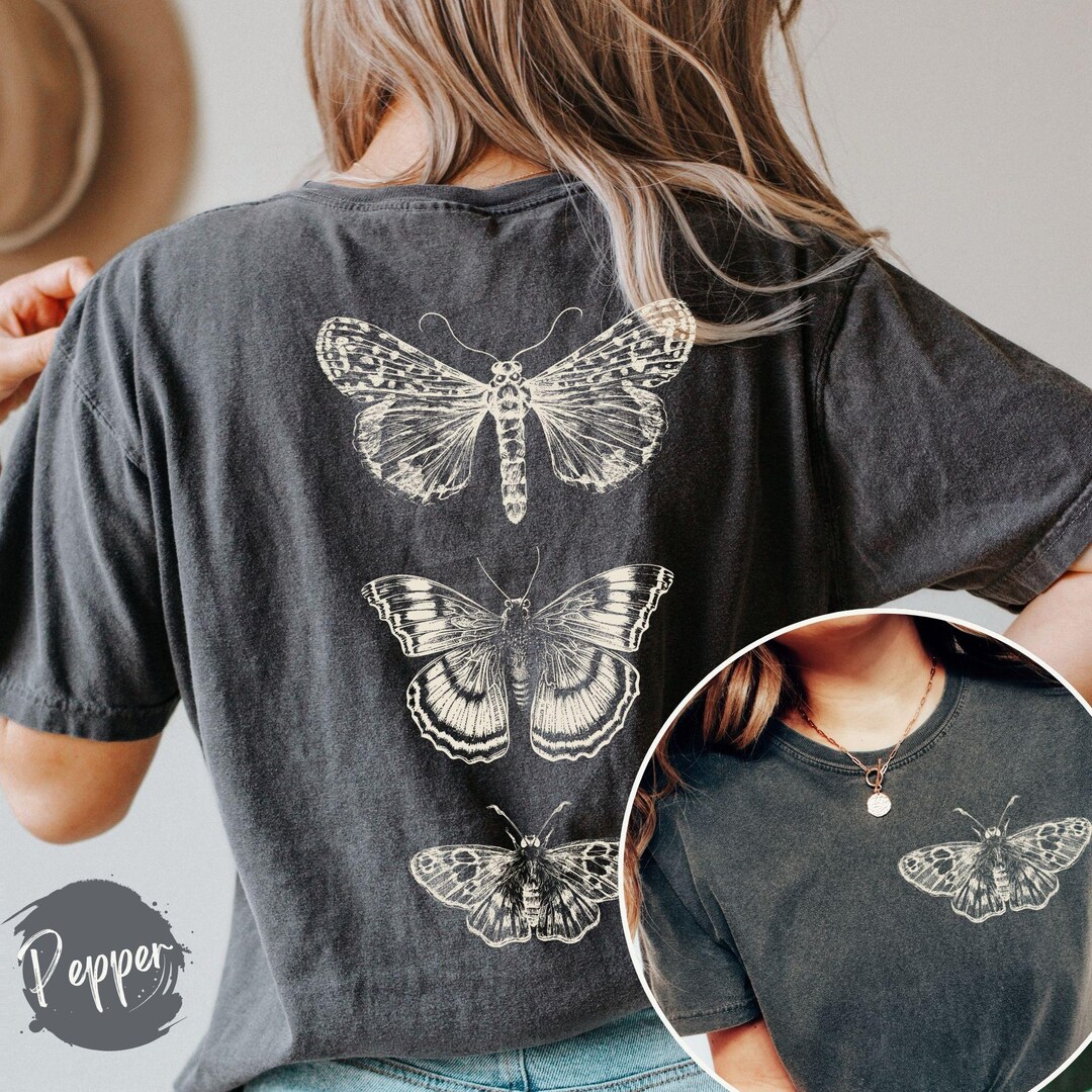 Moths Shirt Design on the Back Unisex 100 Percent Cotton Tshirt ...