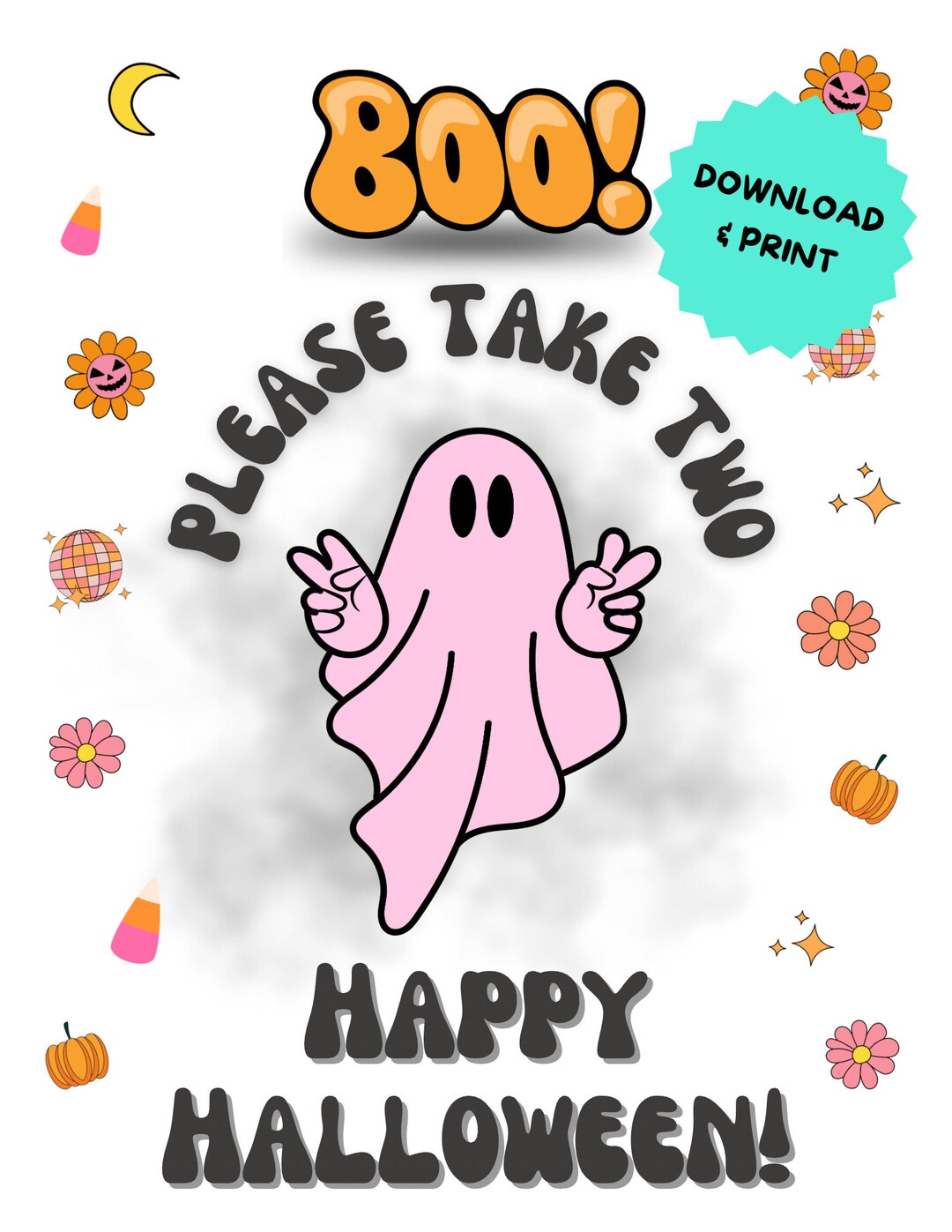 Halloween Candy Bowl Sign, Please Take Two Trick or Treat Sign ...