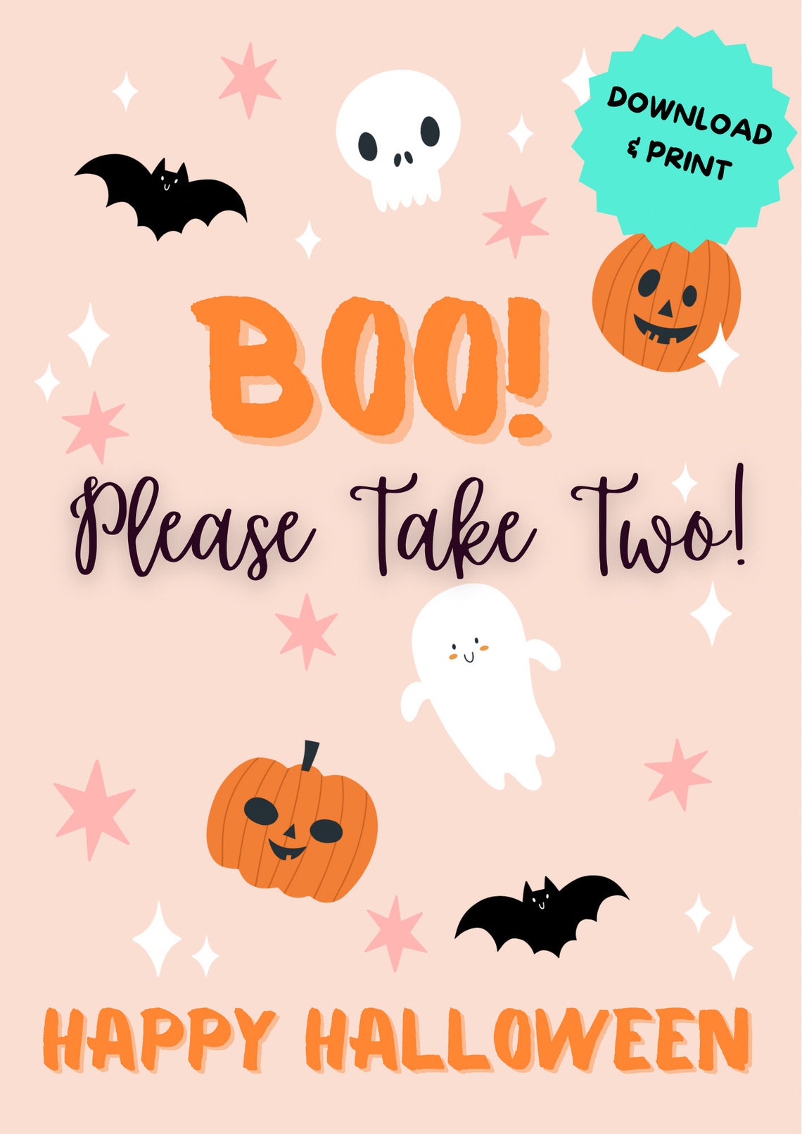 Halloween Candy Bowl Sign Digital Download, Please Take Two Candy Bowl ...
