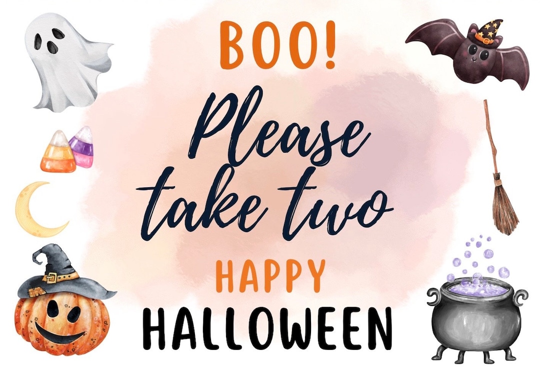 Please Take Two Candy Bowl Sign Trick or Treat Sign - Etsy