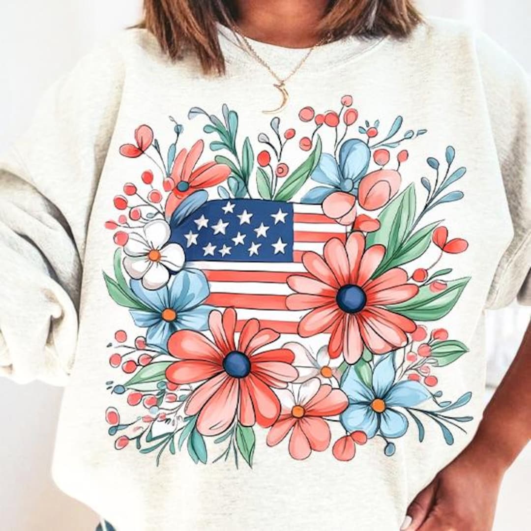 American Flag PNG, Boho Patriotic Png, Boho Usa Png, Floral America Png ...