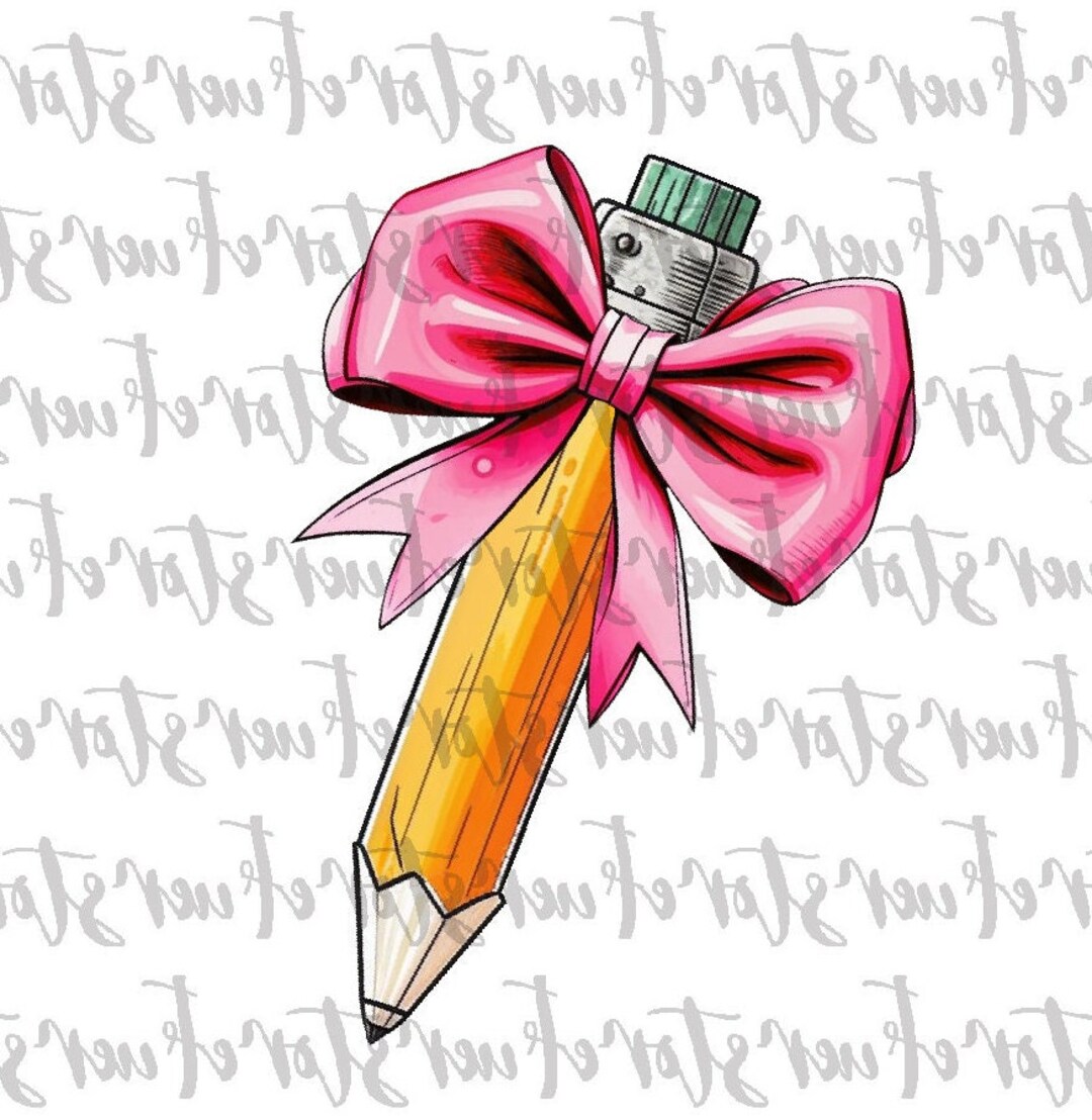 Pencil Bow PNG, Coquette Bow Png, Teacher Pencil Png, Back to School ...
