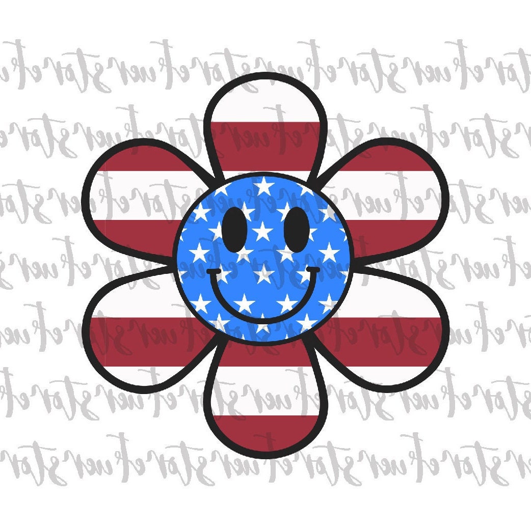 USA Smiley Face Png, Usa Smile Flower Png, Patriotic Flower Png ...