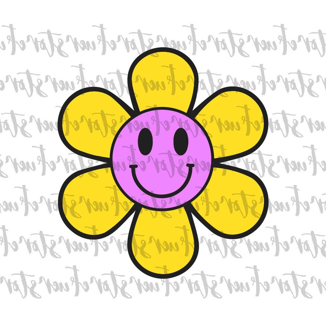 Smiley Face Flower PNG, Smiley Face Png, Smiley Flower Png, Retro ...