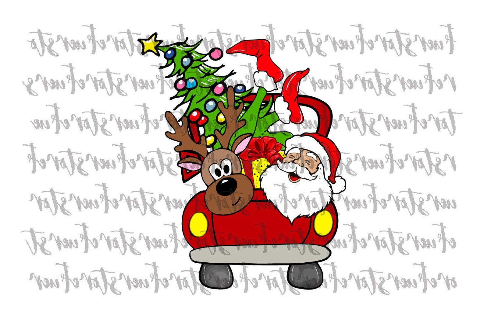 Santa Truck PNG, Reindeer Truck Png, Red Truck Christmas Png, Christmas ...