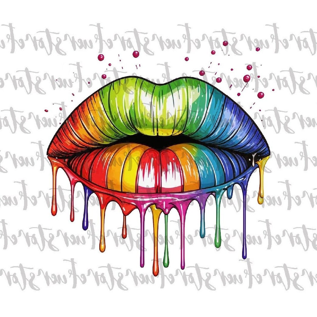 Pride Lips Png, Rainbow Lips Png, LGBTQ Png, Dripping Lips Png, Kiss ...