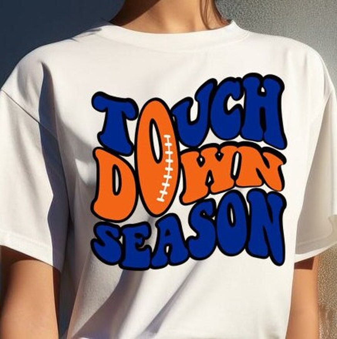 Touchdown Season Png, Game Day Png, Blue and Orange Gold Football ...