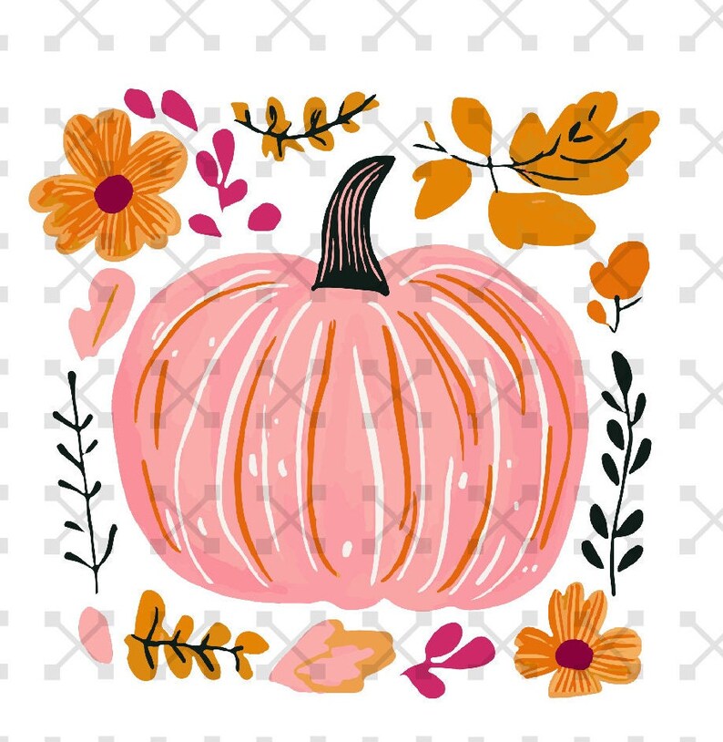 Boho Fall Png, Pumpkin With Flowers Png, Boho Pumpkin Png, Retro Fall ...