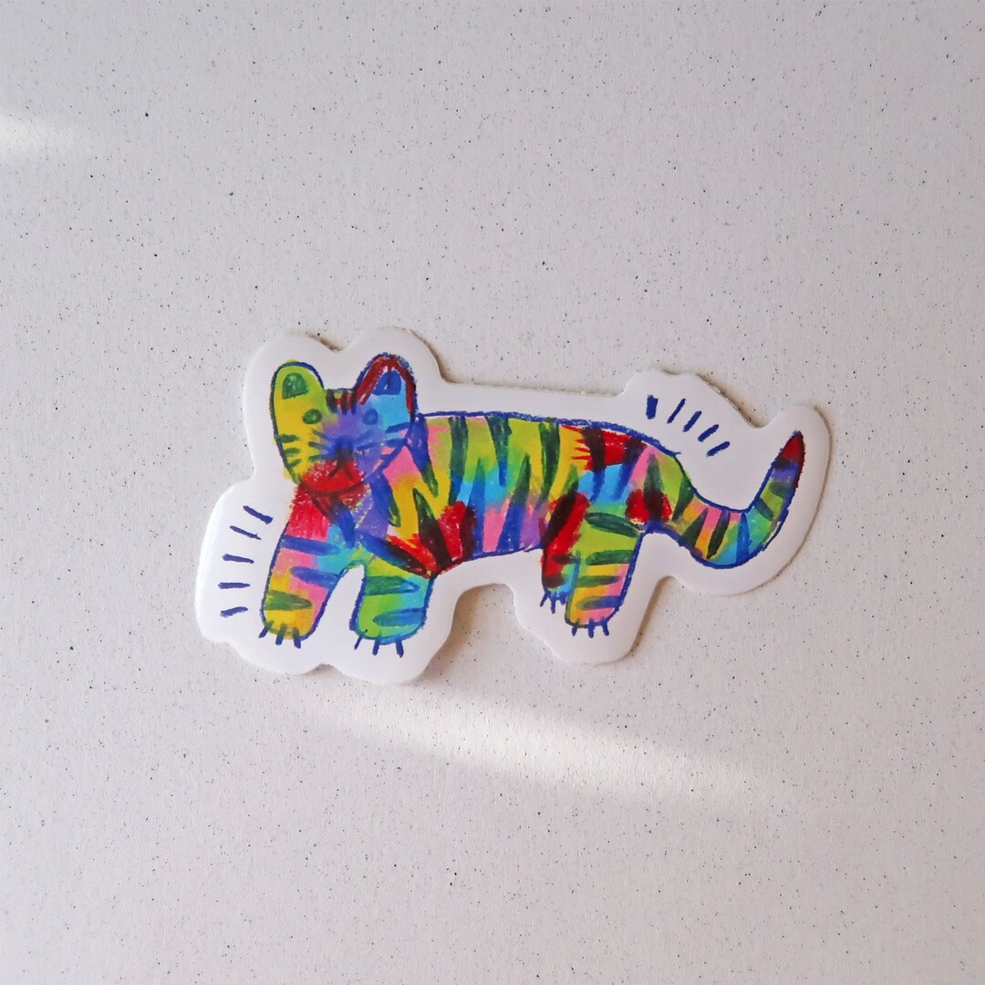 Rainbow Tiger Die Cut Sticker Colourful Sticker/quirky Sticker - Etsy