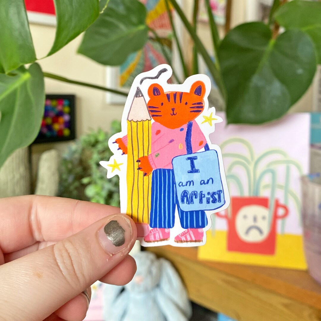 I Am an Artist Tiger Die Cut Sticker Cute Sticker/ Animal Sticker - Etsy