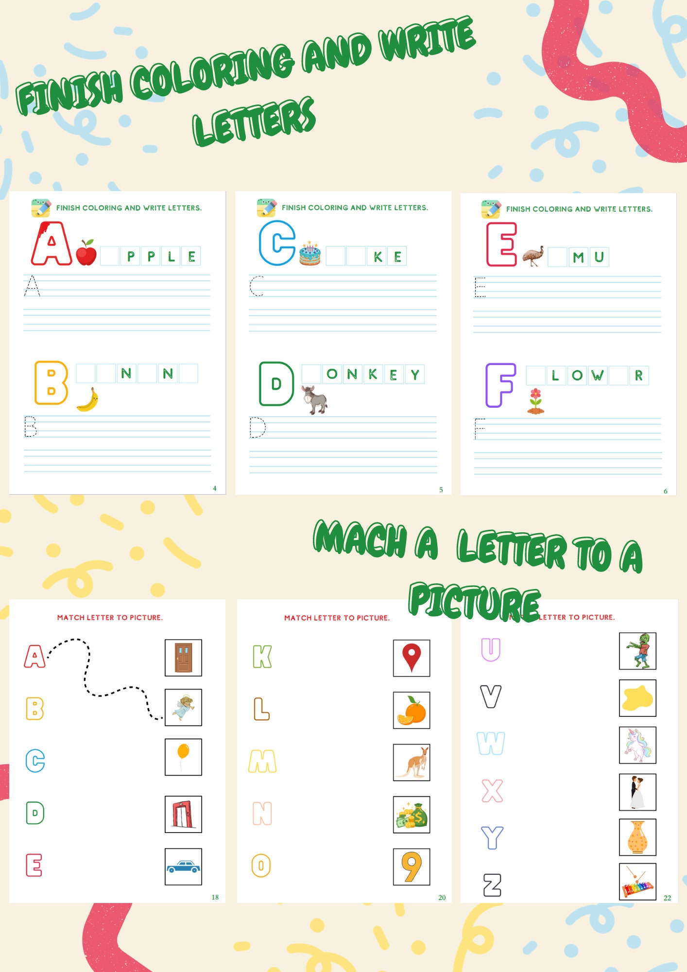 Preschool Learning Printable Worksheets Alphabet&more - Etsy