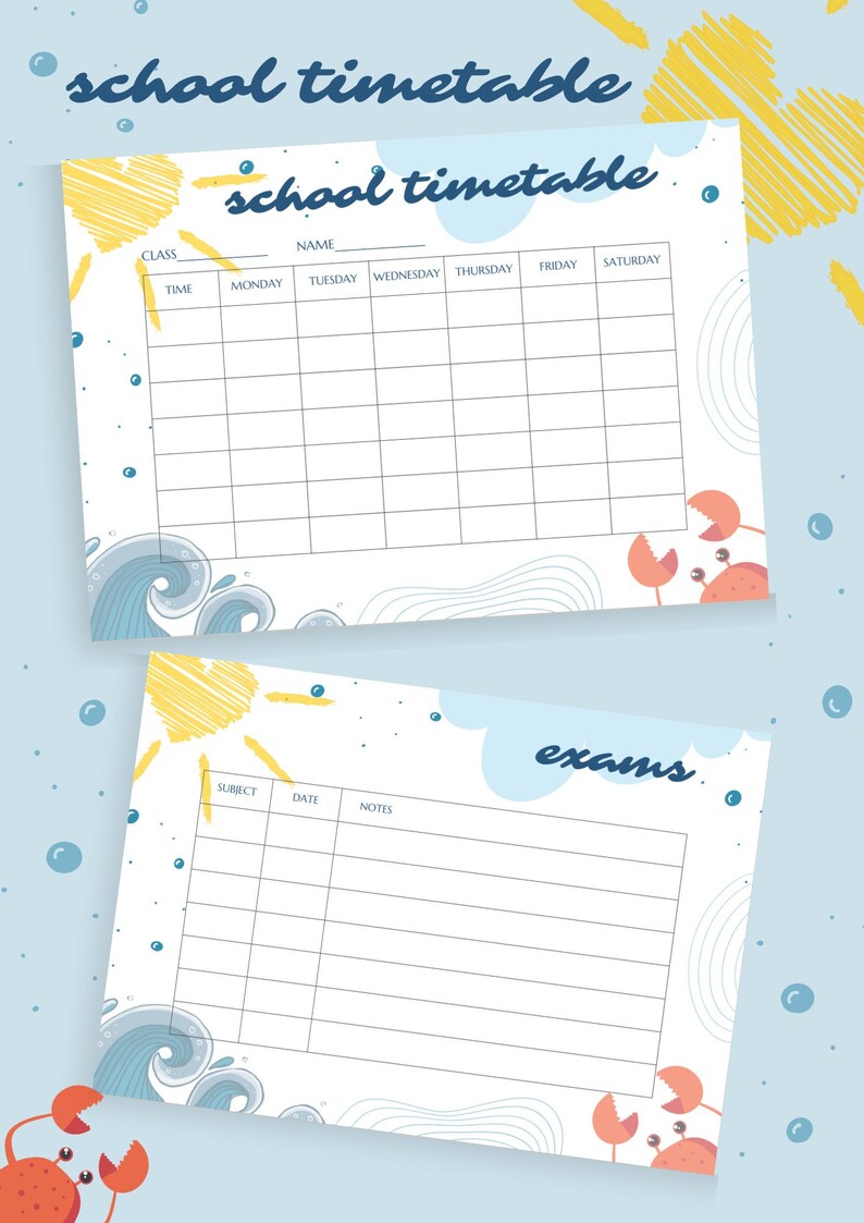 Printable School Timetable daily Schedule and Learning Planner for ...