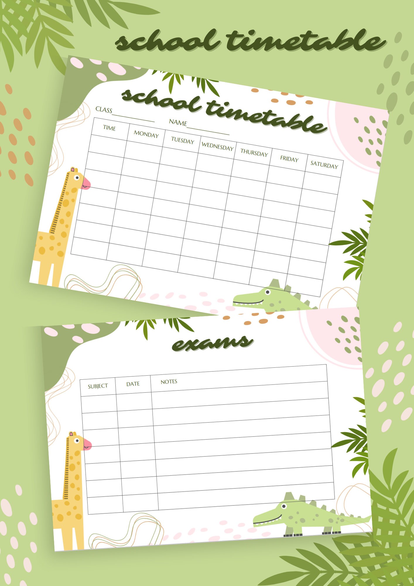 Printable School Timetable daily Schedule and Learning Planner for ...