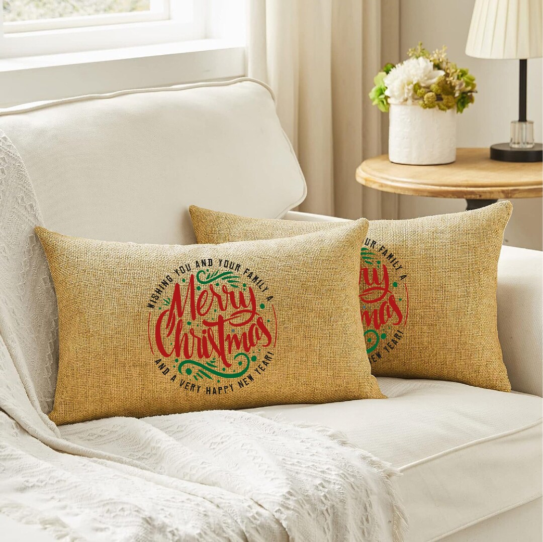 Christmas Pillow, Burlap Pillowcase, Decorative Pillow, Noel Pillow ...