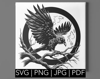 Raven | Svg, Png, Pdf, Jpeg | Cricut Template, Silhouette Template ...